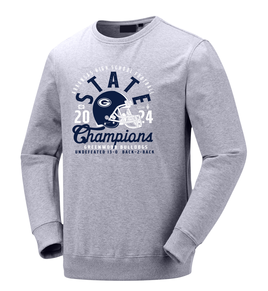 Greenwood Bulldogs 2024 Football Mascot Overlay Champions Crewneck Swe ...